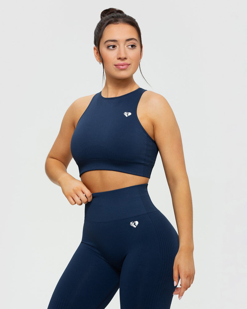Power Seamless High Neck Bra Sapphire Blue | Women's Best